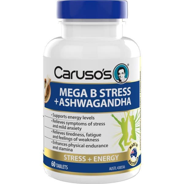 Shop Carusos Mega B Stress Plus Ashwagandha 60 Tablets Online