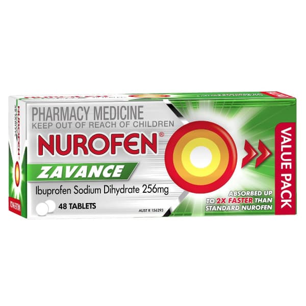 Shop Nurofen Zavance Fast Pain Relief Tablets 256mg Ibuprofen 48 Value ...