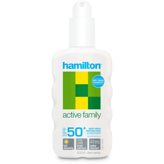 Shop Hamilton Active Family Sunscreen SPF50 Plus Spray 200ml Online