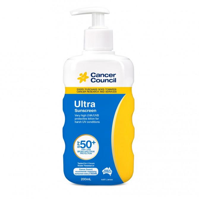 Shop Cancer Council Ultra Sunscreen SPF50+ Pump 200ml Online