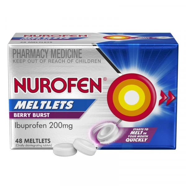 Shop Nurofen Meltlets Pain Relief Berry Burst 200mg Ibuprofen 48 Value ...
