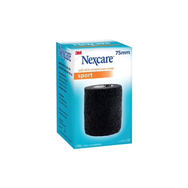 Shop Nexcare Self Stick Compression Wrap Sport 75mm Black Online