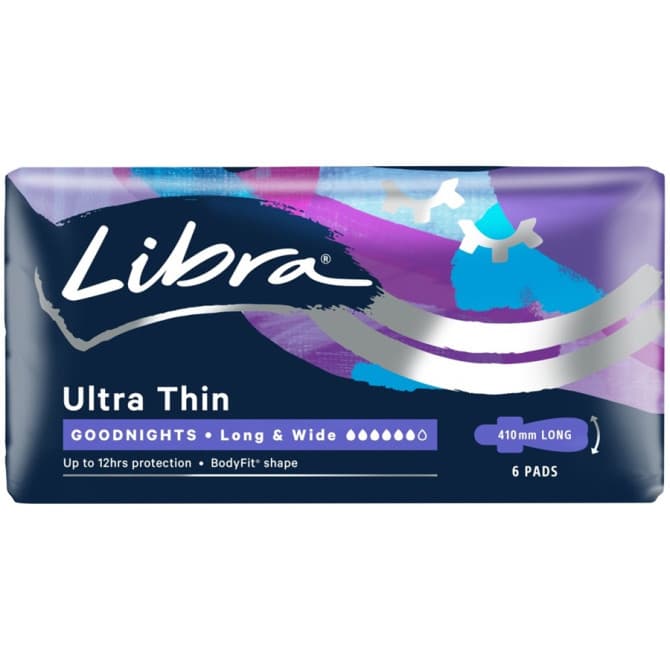Shop Libra Ultra Thin Goodnights Pads Long and Wide with Wings 6 Pack ...