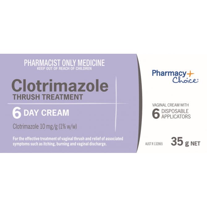 Buy Pharmacy Choice Clotrimazole Thrush Cream 6 Day Treatment 35g S3 Online