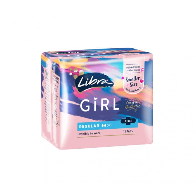 Shop Libra Girl Pads Regular With Wings 12 Pack Online