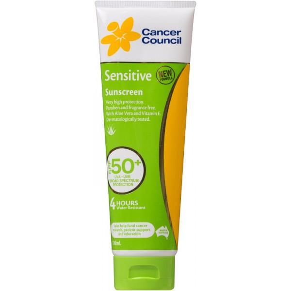 Shop Cancer Council Sensitive Sunscreen SPF50 Plus Tube 110ml Online