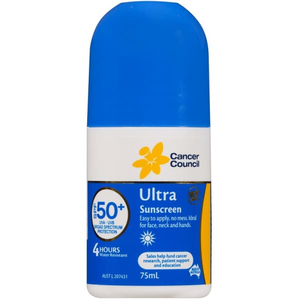 Shop Cancer Council Ultra Sunscreen SPF50 Plus Roll On 75ml Online