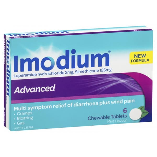 Shop Imodium Advanced 2mg Chewable Tablets 6 Online