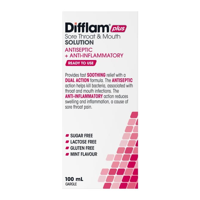 Buy Difflam C Sore Throat Gargle and Mouth Solution 100ml Online