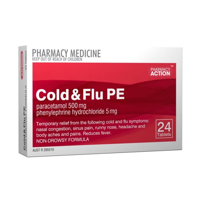 Buy Pharmacy Action Cold & Flu PE 24 Tablets Online