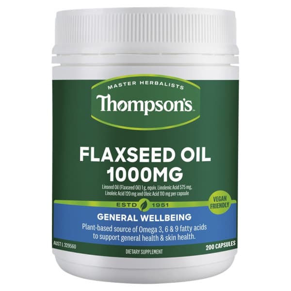 Shop Thompsons Gel Free Flaxseed Oil 1000mg 200 Capsules Online